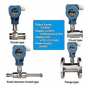 XAXAX Water Flow Meter, LWGA/LWGB/LWYC Liquid Flow Meter Sensor, Transmitter 4-20mA for Pure Water Edible Oil Methanol Beer Gasoline Milk,Gallon, QTS, PTS, L, m³(LWGB-DN15)