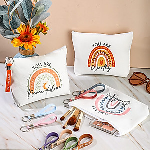 Inbagi 10 Set Inspirational Gifts Bulk for Women with 10 Keychains and 10 Bags Thank You Employee Appreciation for Adults (Rainbow)