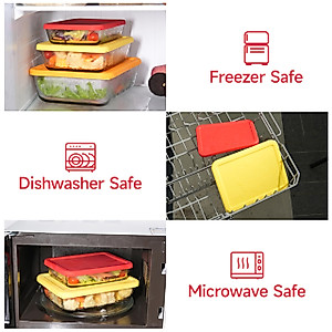 LUVCOSY 3 Cup Rectangle Silicone Storage Cover Lids Replacement for Anchor Hocking Glass Bowls (Container not Included) 2 Pack, Microwave, Dishwasher and Freezer Safe