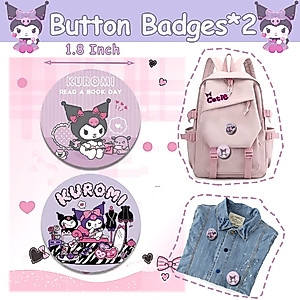 Cartoon Kawaii Set Including Bookmarks Pens Card Holders with Lanyard Sticky Note Ruler Stickers Button Badges Keychain