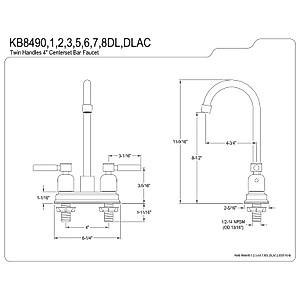 Kingston Brass KB8493DL Concord Bar Faucet, Antique Brass