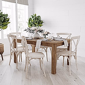 Merrick Lane Jessamine 60" x 38" Rectangular Antique Rustic Solid Pine Farm Dining Table