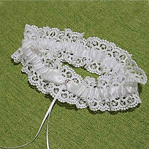 Lace Wedding Garters for Bride with Bow Stretch Prom Leg Garter for Women Girls (White)