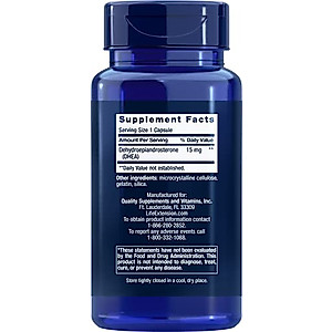 Life Extension DHEA 15mg - For Hormone Balance, Immune Support, Lean Muscle Mass, Anti-Aging, Bone and Sexual Health - Supports Memory & Mood - Gluten-Free, Non-GMO - 100 Capsules
