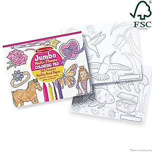 Melissa & Doug Jumbo 50-Page Kids' Coloring Pad - Horses, Hearts, Flowers, and More - FSC Certified