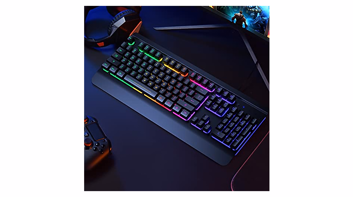 Dacoity Gaming Keyboard, 104 Keys All-Metal Panel, Rainbow LED Backlit ...