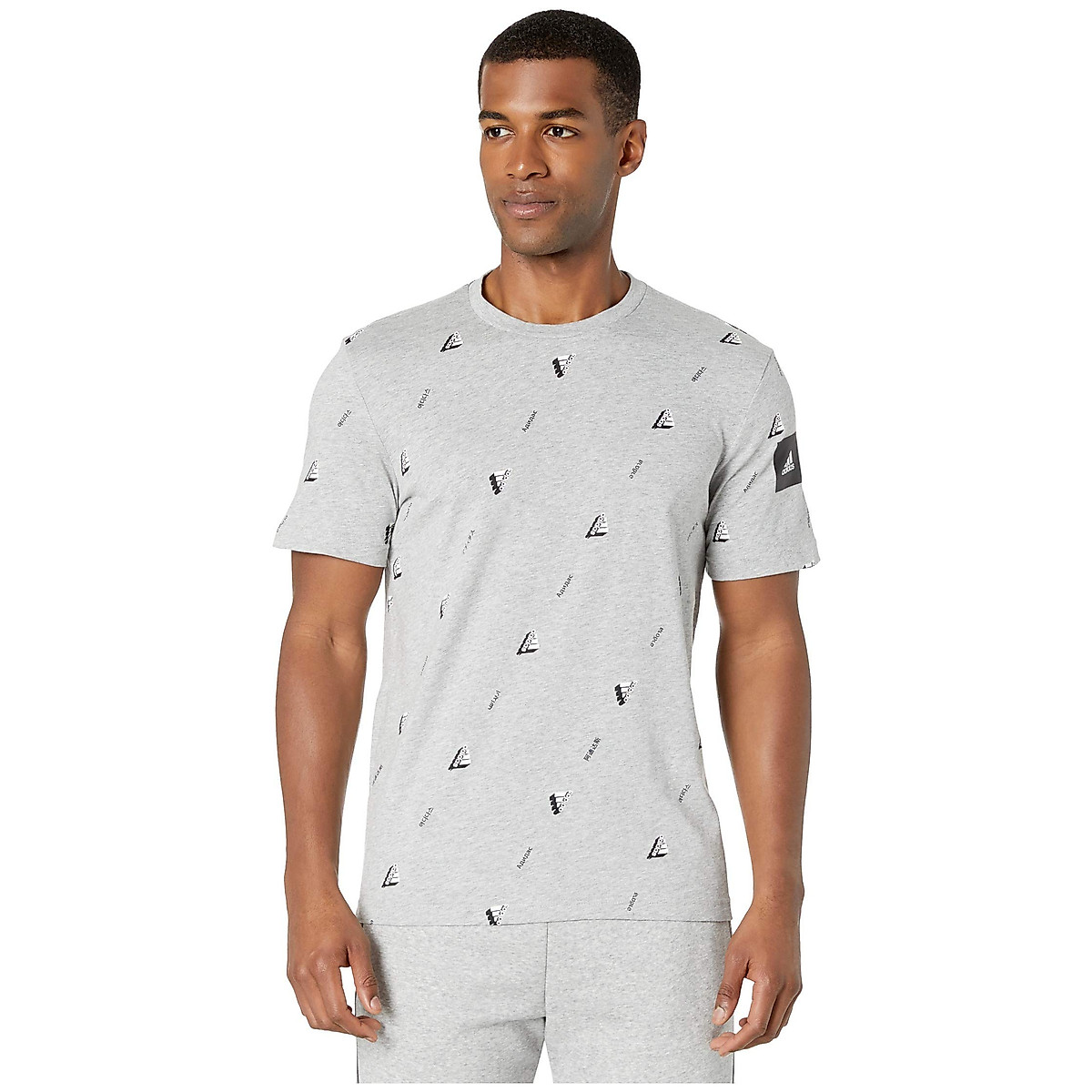 adidas Men's Must Haves Enhanced Tee Graphics 2 Medium Gray Heather X-Large