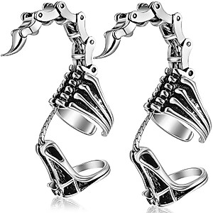 Taiyin 2 Pcs Scorpion Ring Halloween Cosplay Ring Silver Scorpion Ring Gothic Knuckle Joint Finger Ring Adjustable Scorpion Ring for Halloween Cosplay Costume Accessories