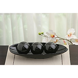 Hosley Decorative Bowl and Orb Set. Ideal Gift for Weddings Special Occasions and for Decorative Centerpiece in Your Living Dining Room (Black)