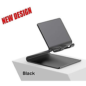 khosh ONE Cell Phone Stand Metal Cell Phone Stand and Holder, Great for Office Desk and Night Stand -Black- Silver (Black)