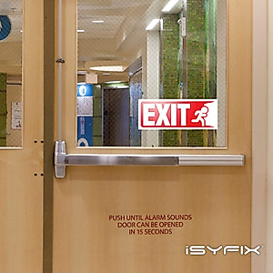 iSYFIX Exit Signs Stickers – 3 Pack 10x4 Inch – Premium Self-Adhesive Vinyl, Laminated for Ultimate UV, Weather, Scratch, Water and Fade Resistance, for Office, Buildings, Workplace, Indoor & Outdoor