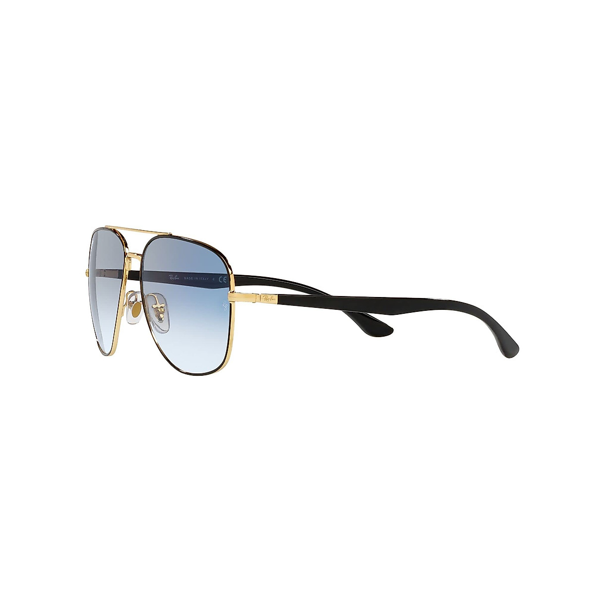 Ray-Ban RB3683 Square Sunglasses, Black on Gold/Clear Gradient Blue, 59 mm