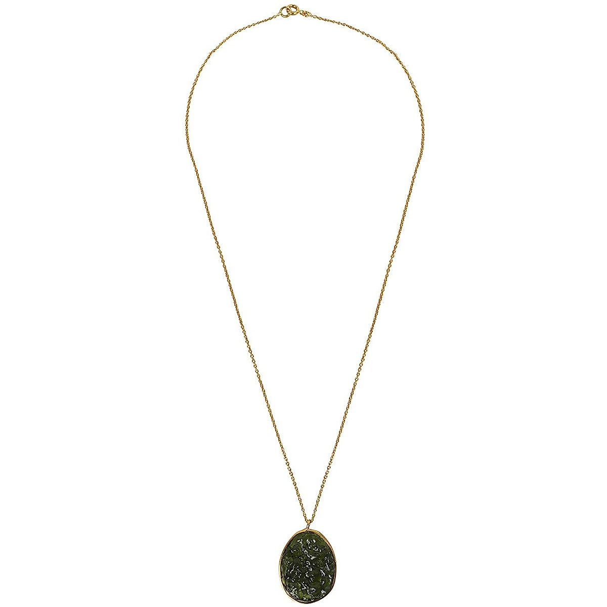 TASKD Green Moldavite Aerolite Crystal Stone Pendant Gemstone Silver Platted Moldavite Necklace Energy Meteorite Amethyst Ecko Necklace For Women Matoa Gift For Her From Him (Golden Chain)