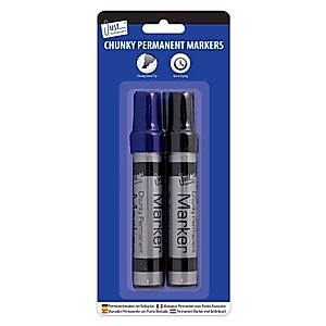 Just stationery Permanent Markers, red and Black, 15 x 2.4cm, 1152