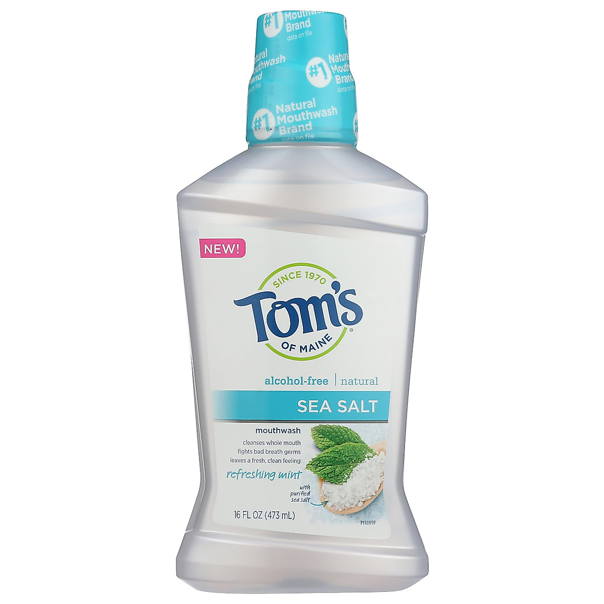 Tom's of Maine, Alcohol Free Sea Salt Natural Mouthwash - Refreshing Mint, 16 Ounce