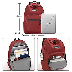 JOYHILL Large Travel Backpack for School 20L College Bookbag for Girls and Boys Fashion Casual Daypacks Back Packs Red