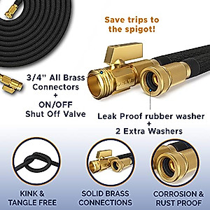 Morvat Expandable Garden Hose Water Pipe Garden Hose Sprayer Flex Hose-Lightweight No-Kink Flexible Collapsible Hose Premium Fabric 5500D 3/4" Solid Brass Fittings Built-in Quick Shut-Off Valve 150 FT