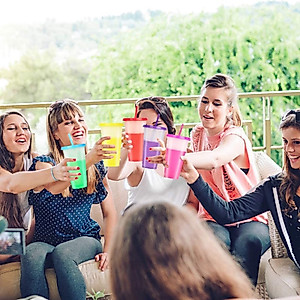 Lyellfe 10 Pack Color Changing Cups, 24 oz Reusable Tumblers with Lids and Straws, Plastic Cold Drink Summer Cups in Multicolors, Ideal for Adults Kids Women Party