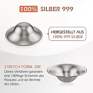 ZHIUGUZILLA Silver Nursing Cups | The Original Silver Nursing Cups | Nipple Shields for Nursing Newborn | Nipple Covers Breastfeeding | Soothe and Protect Your Nursing Nipples - 999 Silver -2 Count
