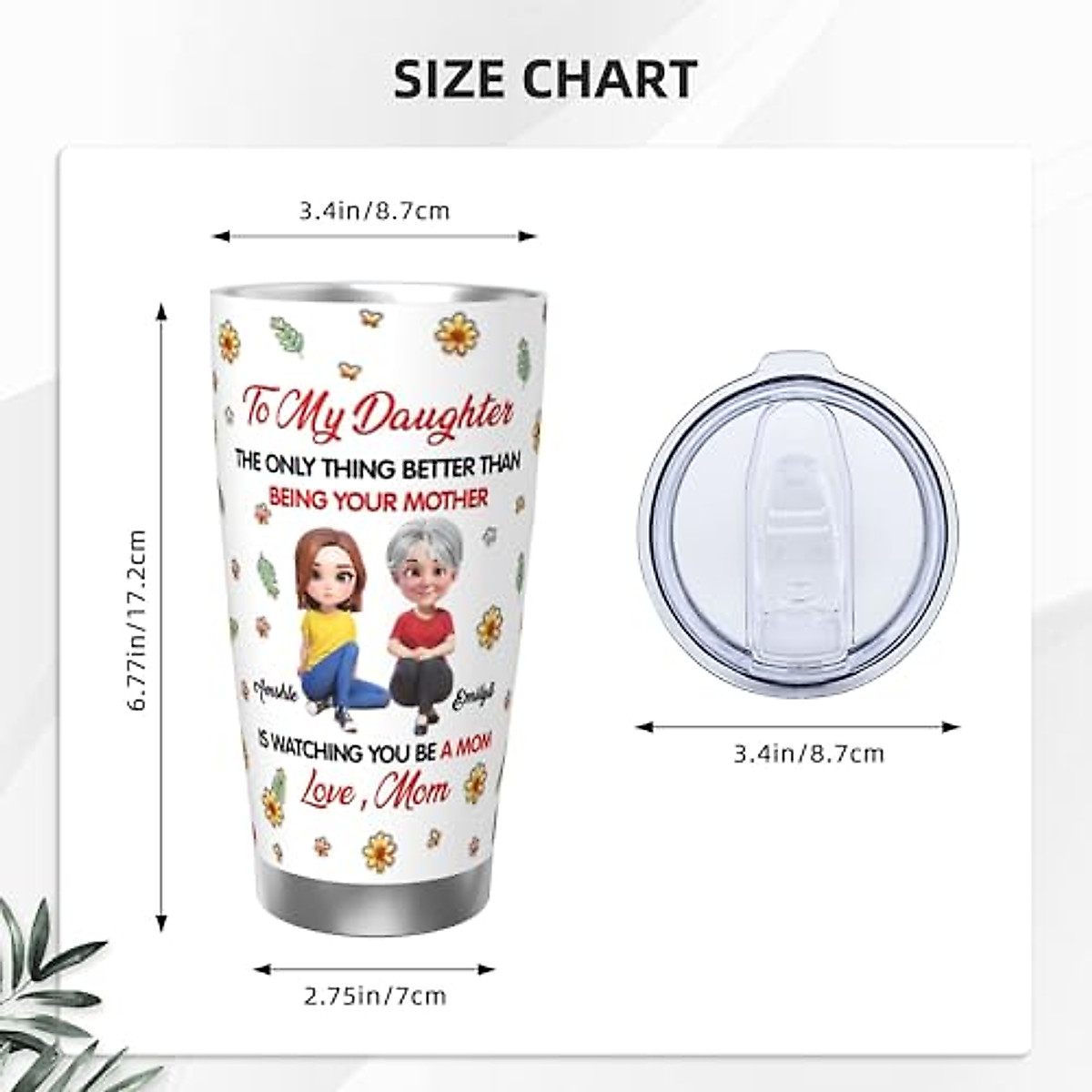 To My Daughter Travel Tumbler The Only Thing Better Than Being Your Parents/Mom/Dad is Watching You Be a Mom 20 Oz Cup Personalized Portrait Mug For Daughter From Mommy Mama