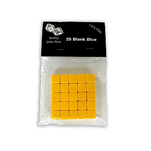 25 Blank Yellow Dice 16MM