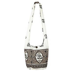 Lovely Creations Hippie Boho New Elephant Crossbody Bohemian Gypsy Sling Shoulder Bag Medium Size (A Gray)