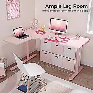 EUREKA ERGONOMIC Pink L Shaped Gaming Desk, 60 Inch Large Home Office Corner PC Computer Table Study Writing Modern Workstation Girls Female Gifts L60 w Mouse Pad Cable Management, Space Saving, Left