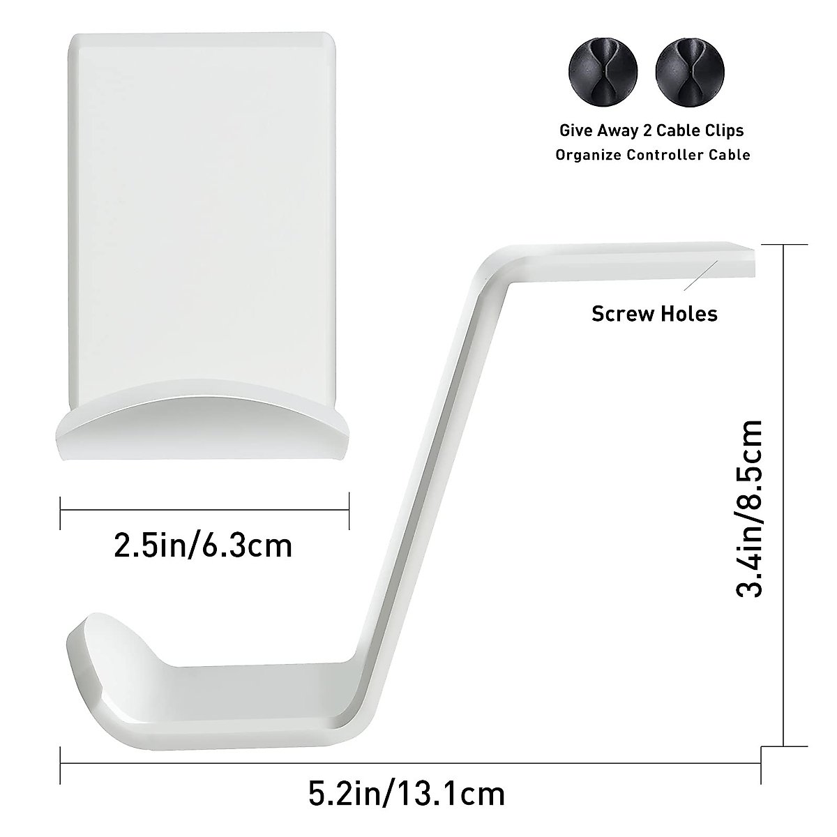OAPRIRE Under Desk & Desktop Controller Holder Gaming Accessories (2 Pack) for Xbox ONE PS4 PS5 Switch, Universal Controller Stand with Clips (White)
