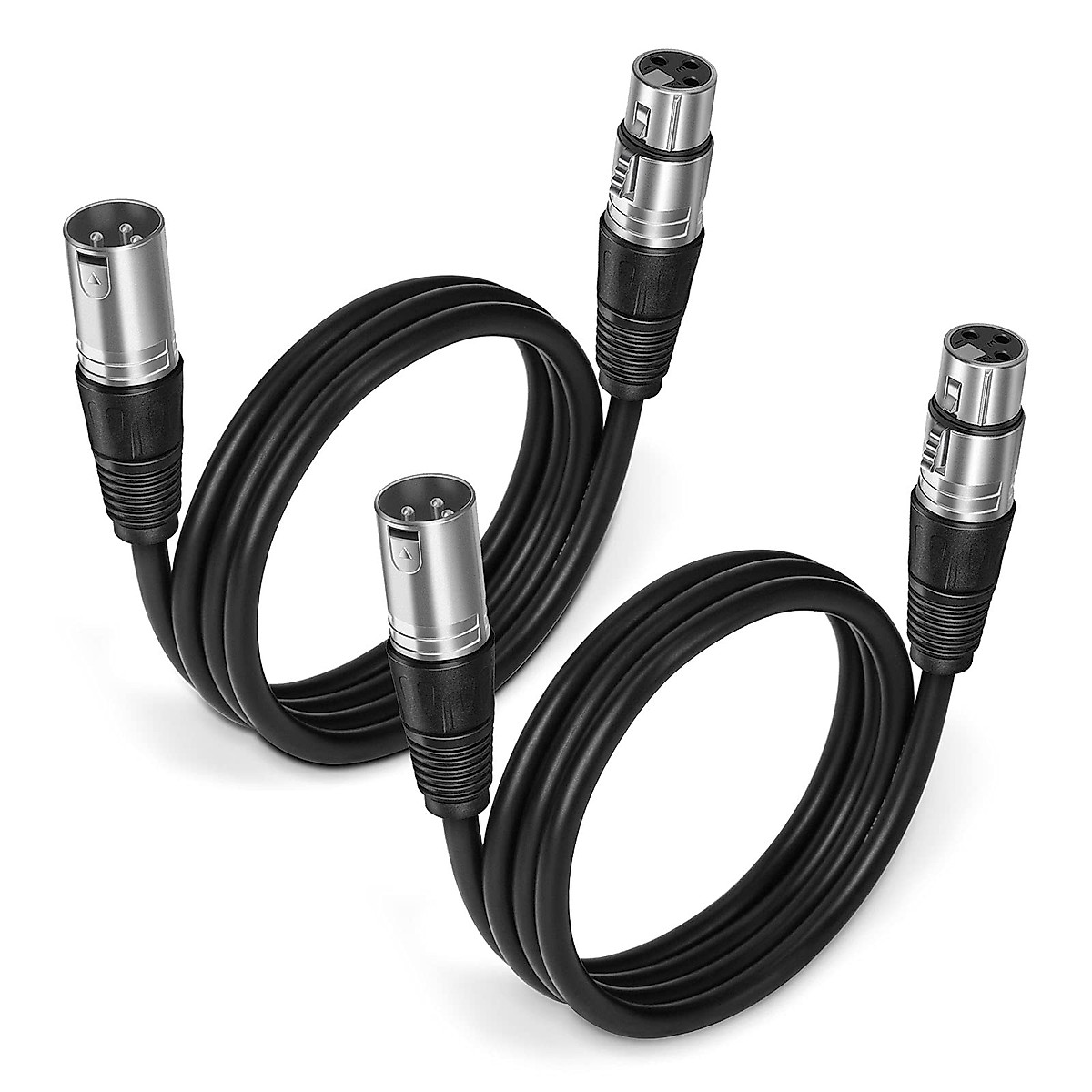 HOSONGIN XLR Cables 3.3 Ft 2 Packs, Balanced XLR Microphone Cable Male to Female 3-PIN XLR Mic Cords DMX Cables 3.3 Feet, Black
