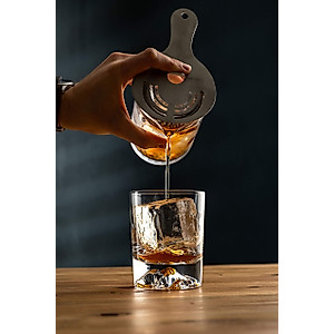 Amehla Cocktail Mixing Glass Bar Starter Kit: 8 Piece Mixology Bar Set with Bar Tools and Glasses - Home Bartending Kit with 2 Mountain Whiskey and 2 Honeycomb Nick and Nora Drinking Glasses