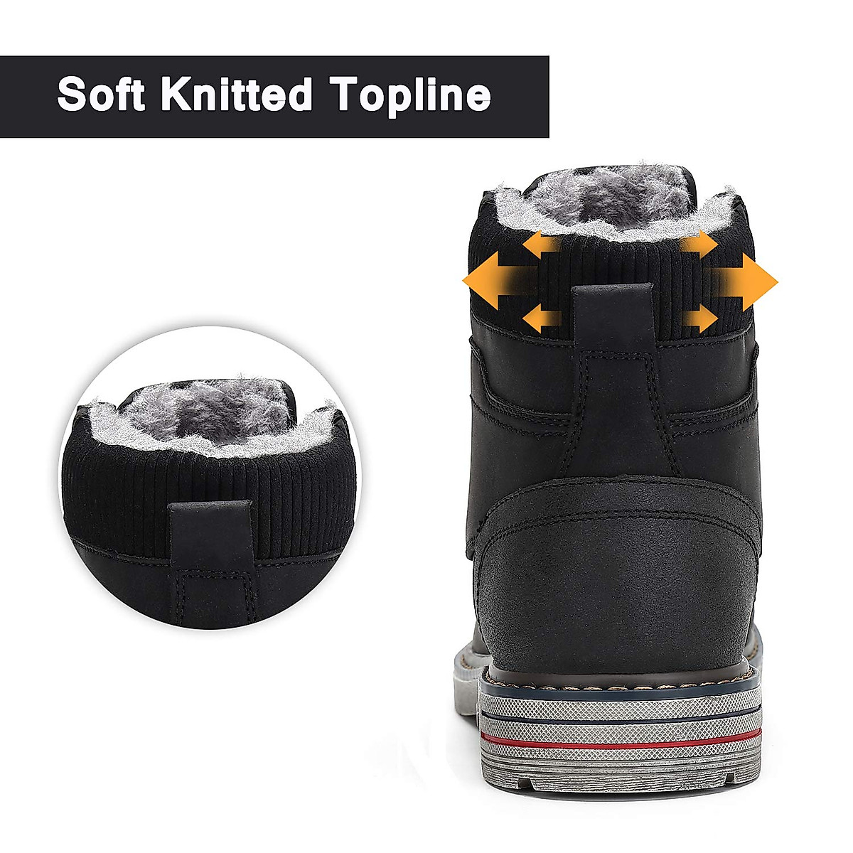 Mishansha Women's Hiking Boots Men's Warm Snow Boots Warm Ankle Bootie Non Slip Walking Black 7 Women/6 Men