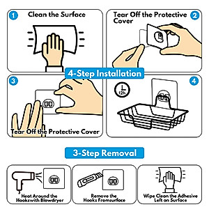 Rainspire Soap Dish Holder, No Drilling, 304 Rustproof Stainless Steel, Wall Mounted Soap Holder Soap Tray Bar Soap Sponge Holder for Bathroom & Kitchen, Square, Black