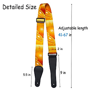 RAUYIVANY Guitar Strap - Polyester Material And Long Leather With 1 Strap Locks 2 Button 3 Guitar Picks, Length 41-61 In,for Bass Electric Acoustic Guitar - Guitarist Gifts