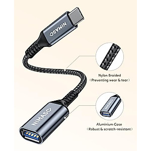 NIMASO USB C to USB 3.0 Adapter [2 pack], USB C to USB A Adapter, USB Type-C to USB,Thunderbolt 3 to USB Adapter OTG Cable for iPhone 15/15 Pro/15 Plus/15 Pro Max, Macbook Pro/Air, Galaxy S20 and more