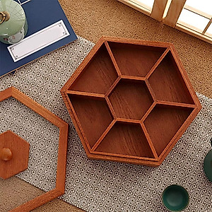 CRUHRE Decorative Fruit Basket Wooden Candy Box With Lid Nut Dried Fruit Display Plate Tray Snacks Box Storage Organizer For Home Party Fruit Bowl