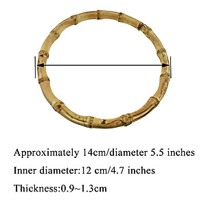Hahiyo Bamboo Purse Handle Round Wooden Rings Holders Inner Diameter 5.5inch Sturdy Roomy to Place Fingers No Rough Spots Wood Thorns No Strong Smell for DIY Beach Summer Bag Crocheted Handbag 2PCS