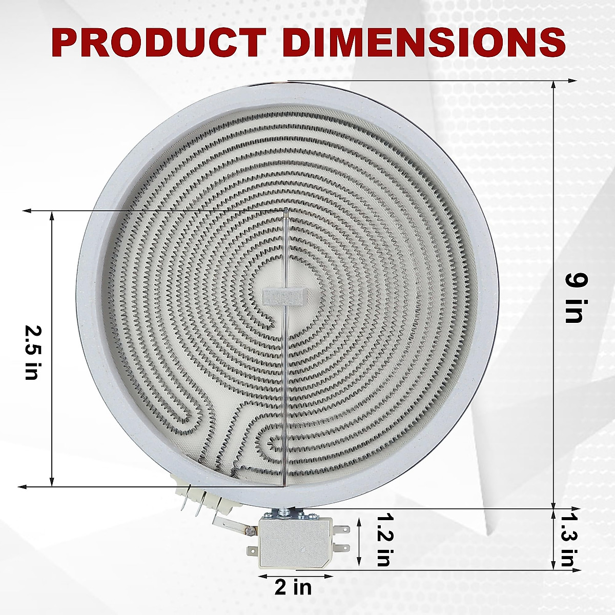 Puxyblue Upgraded WB30T10133 Range 9" Dual Radiant Surface Element fit for GE Electric Range Cooktop Replace Part 1474218,EAP2321567,PS2321567,AP4345739-Meet OEM Spec 5 year Warranty