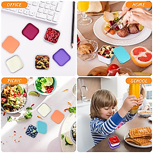 ZHAO Stainless Steel Snack Containers with Silicone Lids Small Metal Food Storage Containers Lunch Snack Condiment Sauce Storage Set for Travel, Picnic, Office (4)