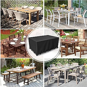 Outdoor Patio Furniture Set Covers Waterproof, 600D Garden Dining Table Cover, Rectangular Weatherproof Furniture Covers, Table and Chair Set Covers for Rainy, Snowy and Sunny 120"L x 60"W x 38"H