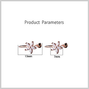 Dainty CZ Flower Cuff Cartilage Earrings for Women Girls 925 Sterling Silver Hypoallergenic Non Pierced Ear Bead Wrap Adjustable Simple Fashion Birthday Wedding Jewelry