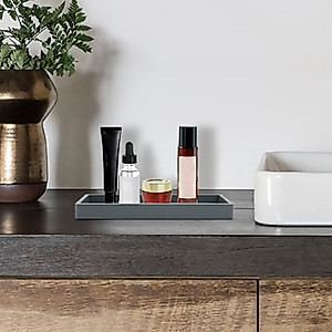 Bathroom Counter Tray, 7.87'' × 3.93'' Rectangular Silicone Decorative Tray, Perfume Tray, Gray
