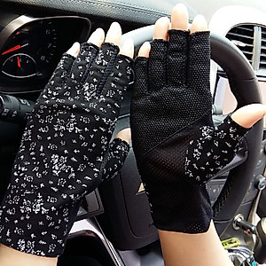 Fingerless Gloves Cotton Cycling Gloves for Women Girls Anti Slip Gloves Cotton Driving Gloves Riding Gloves Breathable Touchscreen Gloves Sun Gloves Outdoor Sports Gloves