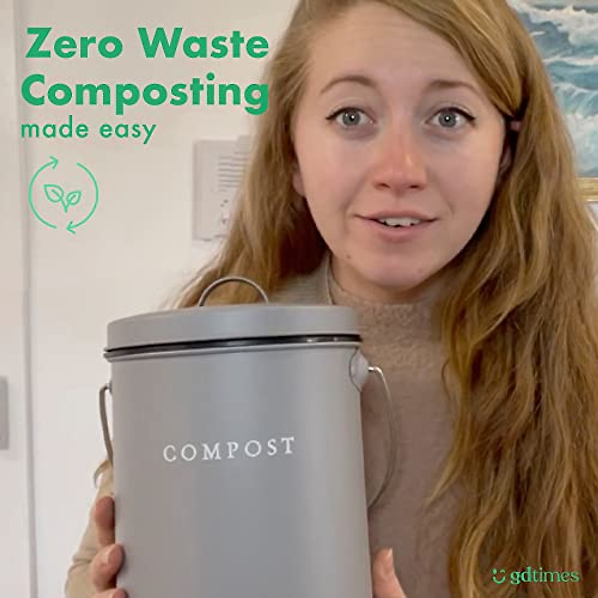 Compost Bin Kitchen Counter, Kitchen Compost Bin, Countertop Compost Bin with Lid, Compost Bucket for Kitchen, Indoor Compost Bin, Food Waste Bin for Kitchen, Food Scrap Bin, Composting Bin Kitchen