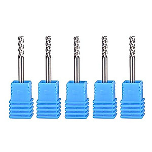 SpeTool 1/8 End Mills for Aluminum 3 Flutes CNC Spiral Router Bits for Aluminum Cut Non-Ferrous Metal Upcut 1.5 inches Long 5 Pieces