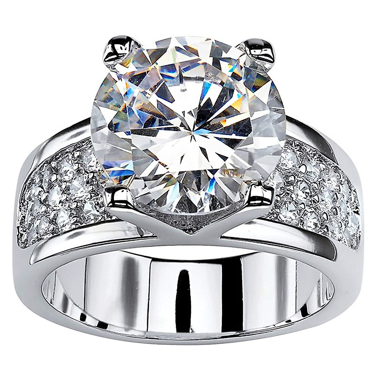 925 Sterling Silver Shiny Gem Ring Cubic Zirconia Rings CZ Diamond Multi Row Ring Eternity Engagement Wedding Band Ring for Women (US Code 9)