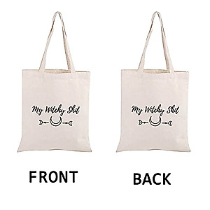 PWHAOO Funny Manifest Bag Witchy Gift My Witchy Shit Tote Bag Witchcraft Lover Gift (Witchy Shit TB)