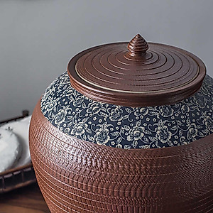 Home Rice Storage Box - Classic Food Storage Porcelain Bottle, Kitchen Sealed Jar With Lid Grain Dispenser(10/25 / 50KG), Ceramic Food Storage Jar Beans Corns Wheat Oatmeal Grain Storage Bin(A,Capac