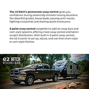 Fastway e2 2-Point Sway Control Round Bar Hitch, 94-00-1061, 10,000 Lbs Trailer Weight Rating, 1,000 Lbs Tongue Weight Rating, Weight Distribution Kit Includes Standard Hitch Shank, Ball is Included