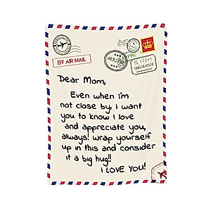 Poitvd Throw Blankets Anniversary Birthday Gift for Mom from Daughter Son, Dear Mom Blanket for Mother's Day, Super Soft Flannel Throw Blankets for Christmas Valentines Day for Bed Couch