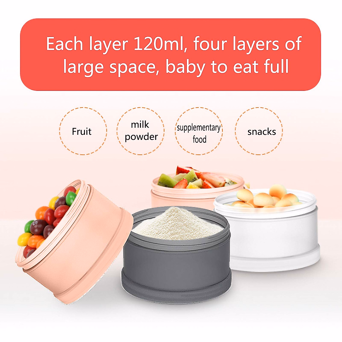 Milk Powder Dispenser Portable 4 Layer Baby Feeding Formula Storage Pot Container